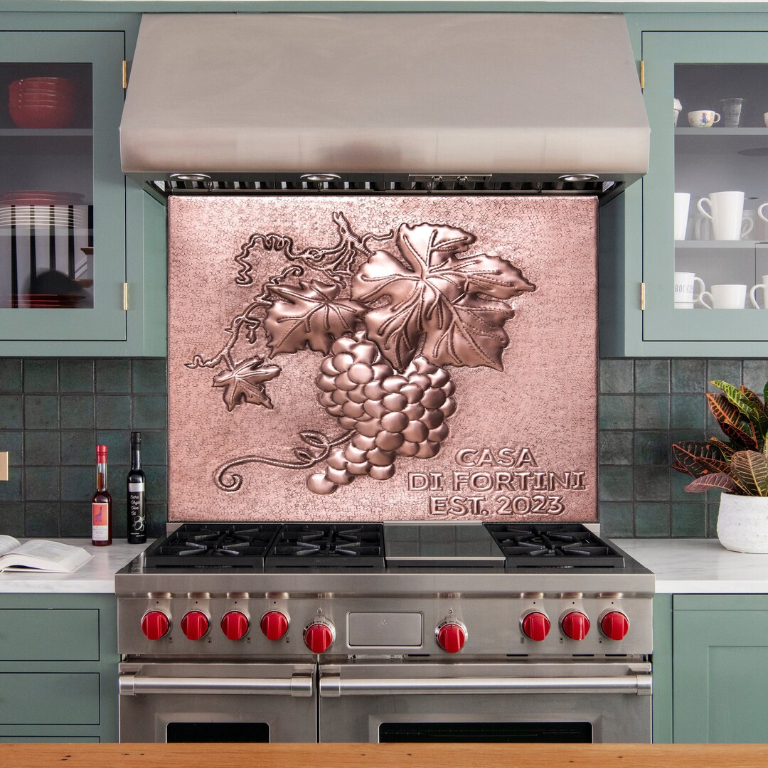 Grapes Copper Mural Wall Decor Tuscan Kitchen Backsplash - Etsy