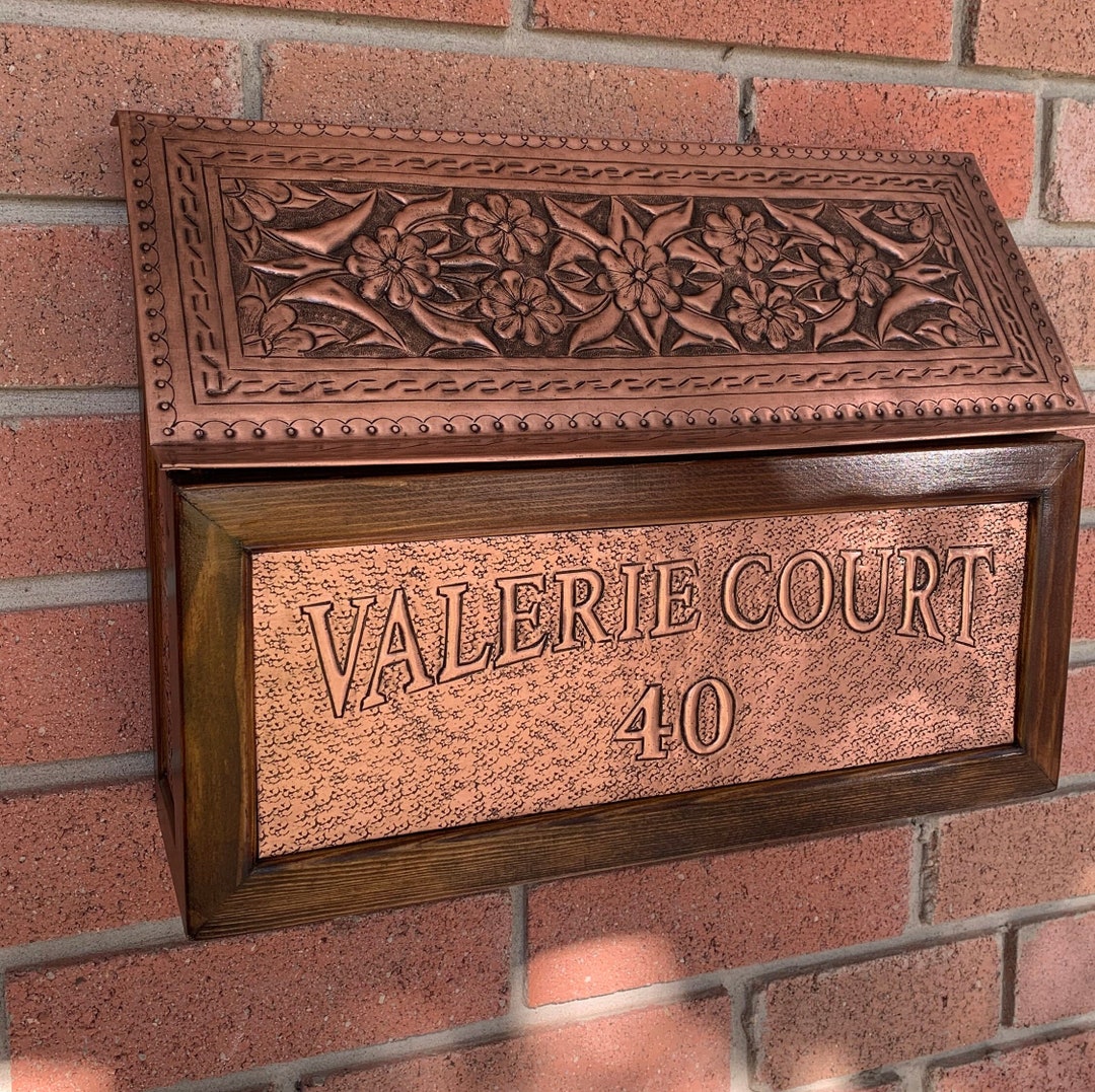 Mailbox, Handmade Mailbox for Outside, Wood and Copper Mailbox ...