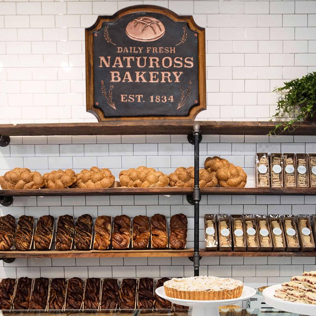 Custom Bakery Sign, Handmade Copper and Wood Sign, Customizable Signage ...