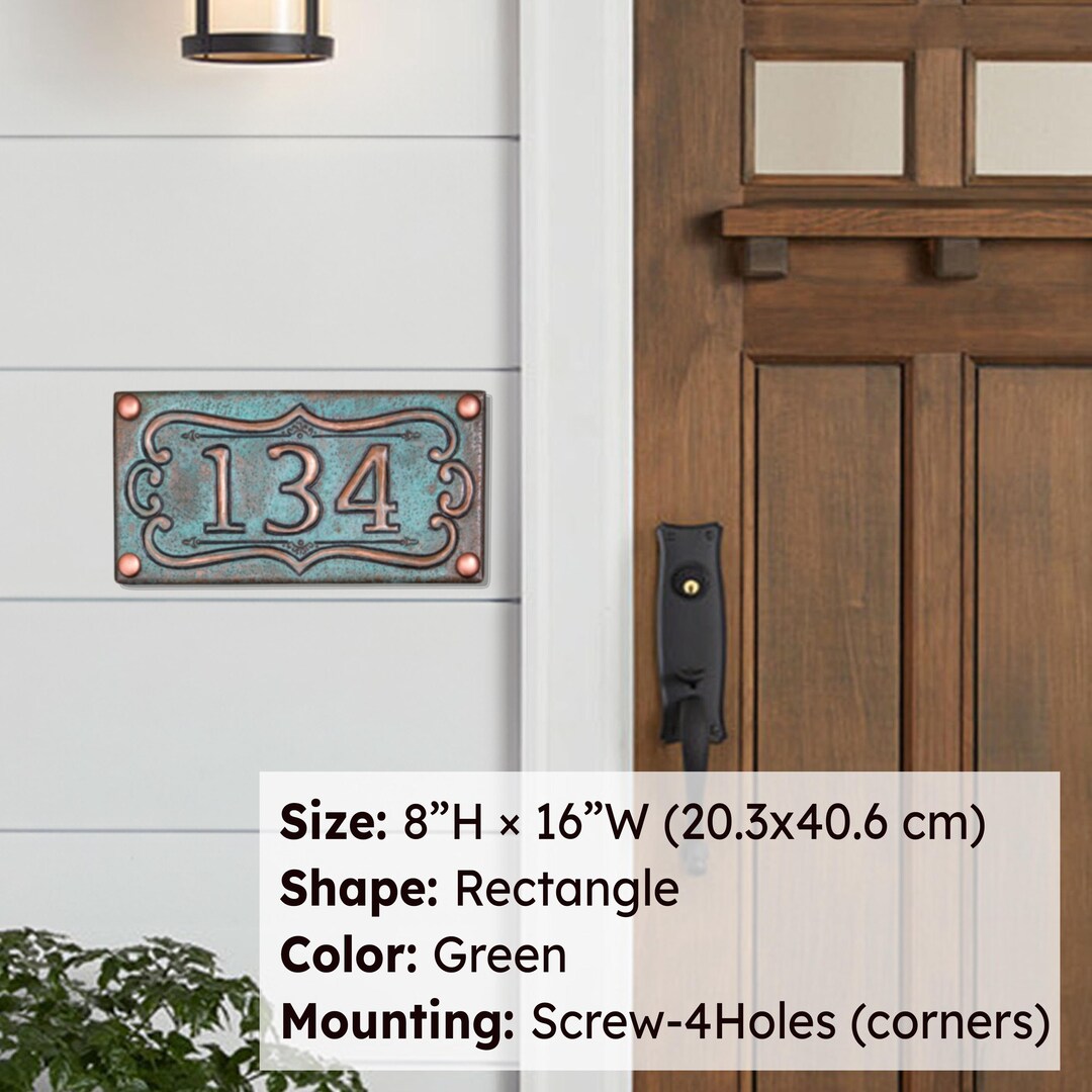 Vintage House Number Plaque Sign, Personalized Front Door Number Sign ...