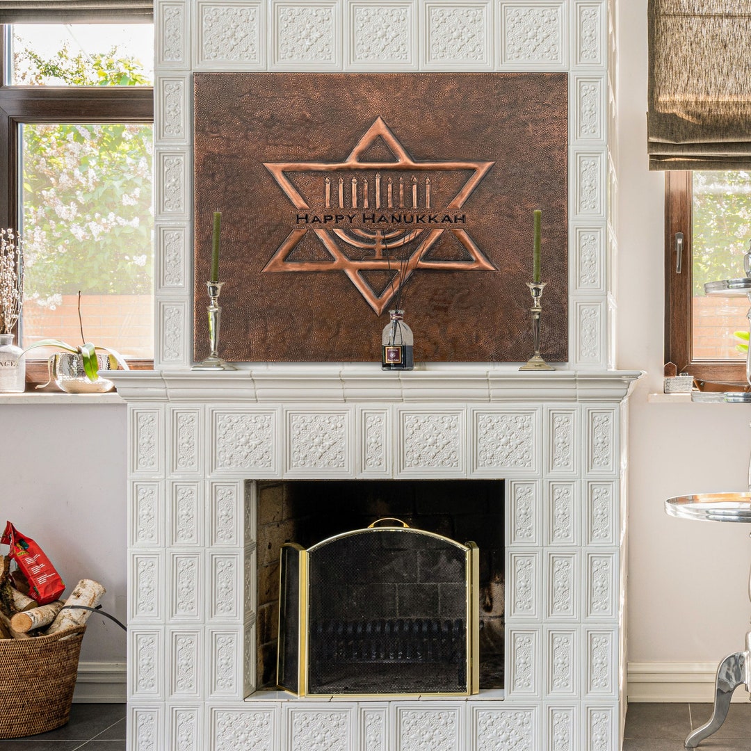 Hanukkah Wall Art, Handmade Mural Decoration, Menorah Wall Art, Jewish ...