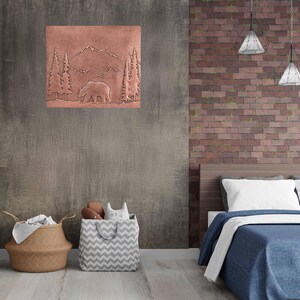 Copper Bear Scene Kitchen Backsplash 30.9"x36.5", Bear and Mountains ...