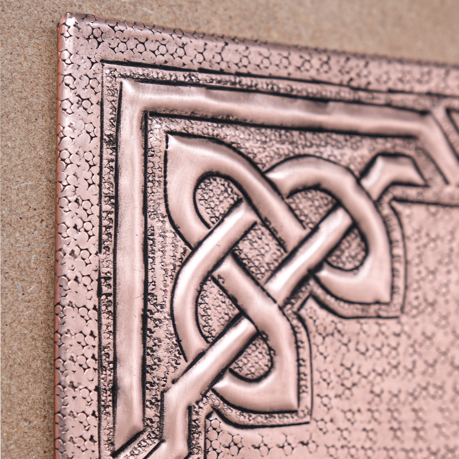 Celtic Copper Backsplash Artwork- Artisan Embossed Knotwork Metal ...