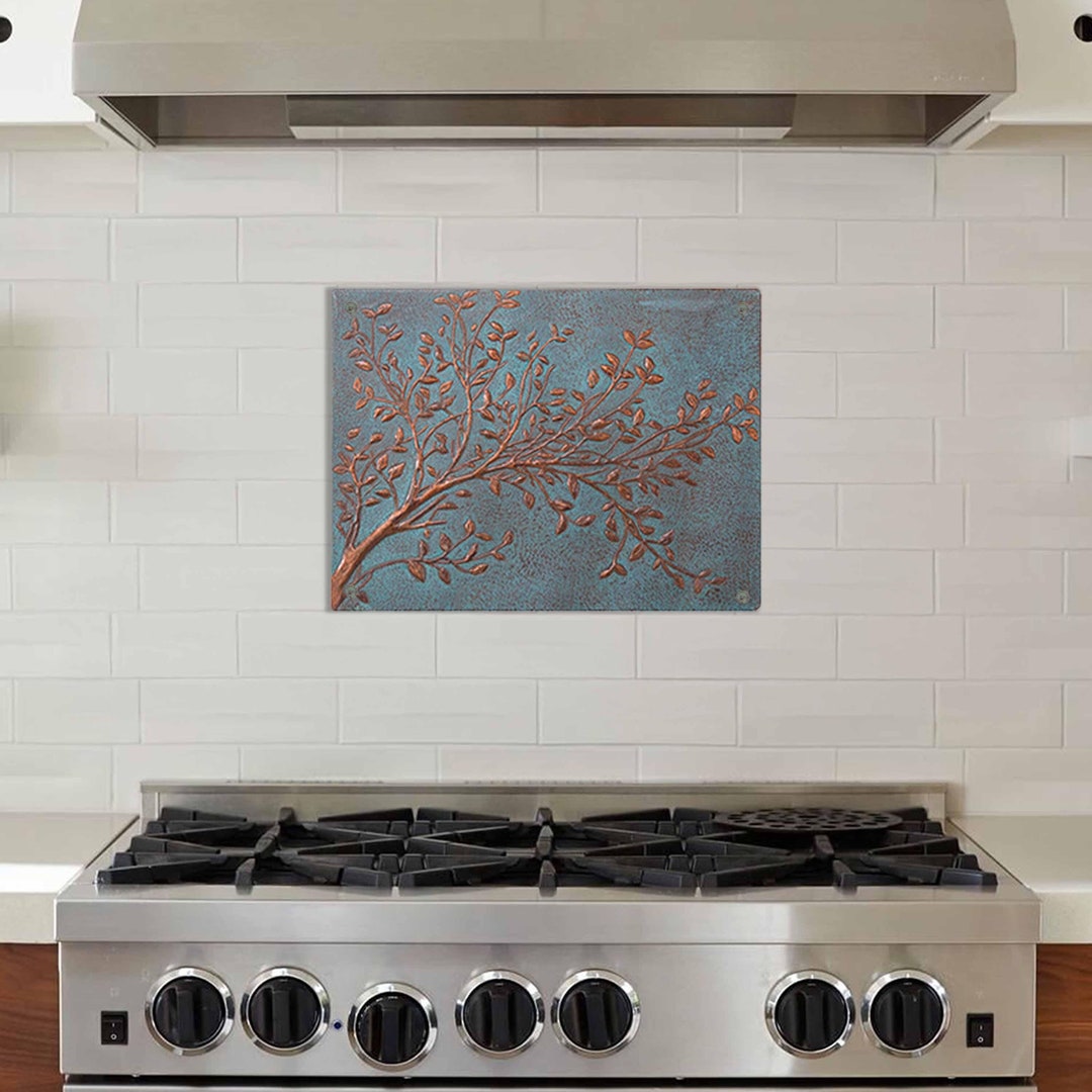 Copper Backsplash - 11.8"x15.7" (30.1x40.1 Cm), Tree Branches With ...