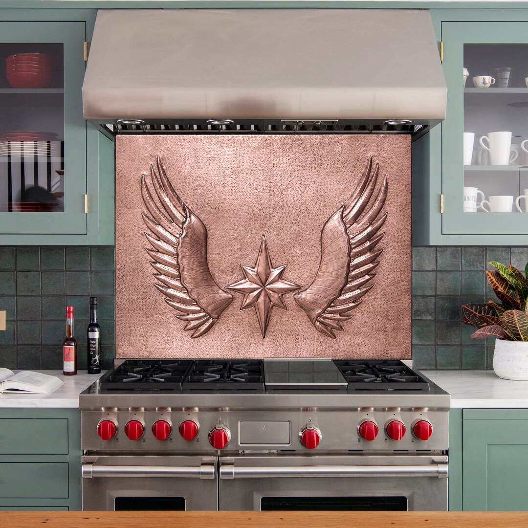 Compass Star Surrounded by Phoenix Wings Copper Wall Art for Indoor ...