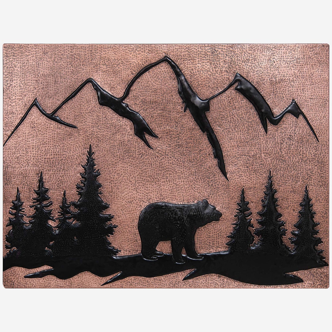 Bear Scene Kitchen Backsplash Tile 18x24 Copper&black - Etsy