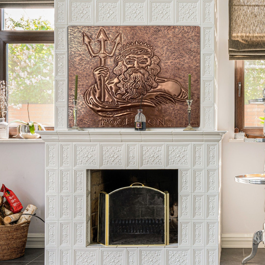 Poseidon With Trident Handmade Copper Wall Art, Unique Kitchen ...