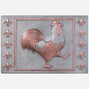 Handmade Copper Rooster and Fleur-de-lis Copper Backsplash Tile, French ...