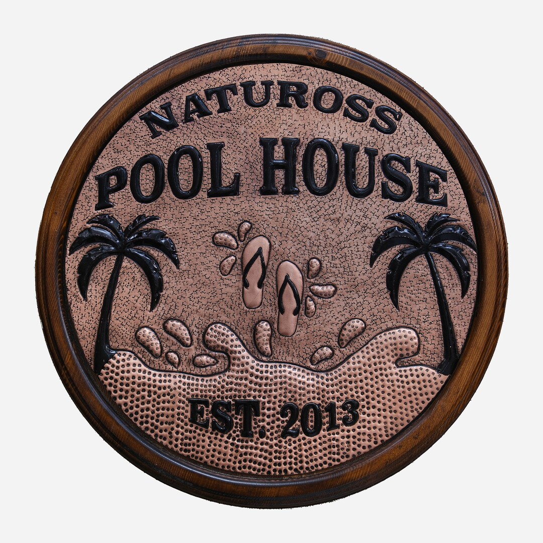 Pool House Sign Copper & Wood Sign Personalized Outdoor Decor - Etsy