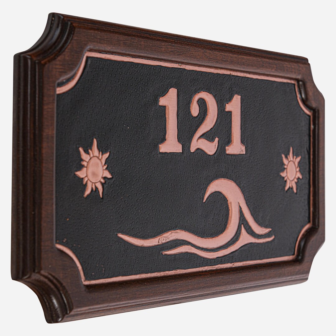 Copper Beach House Number Sign, Custom House Number Sign With a Wave ...