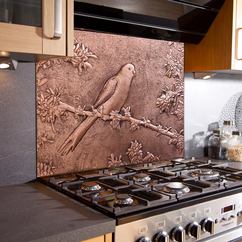 A Bird on the Branch Copper Tile Kitchen Backsplash Birds - Etsy