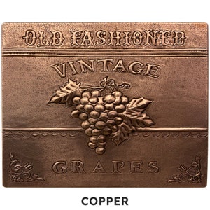 Grapes Copper Wall Art, Tuscan Kitchen Backsplash, Vineyard Name Sign ...