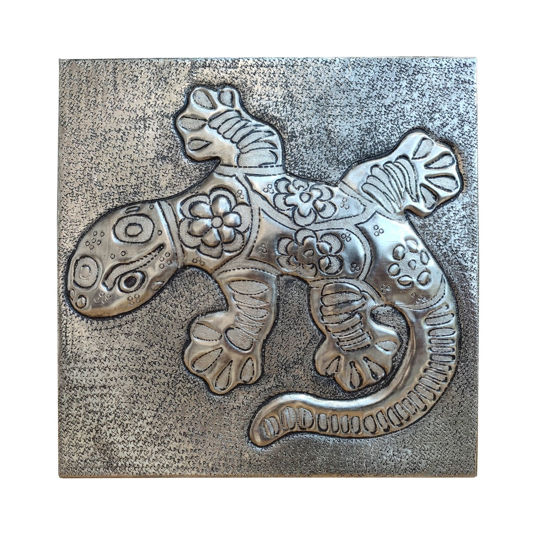 Copper Lizard Wall Art, Animal Artwork, Animal Tiles, Lizard Figure ...