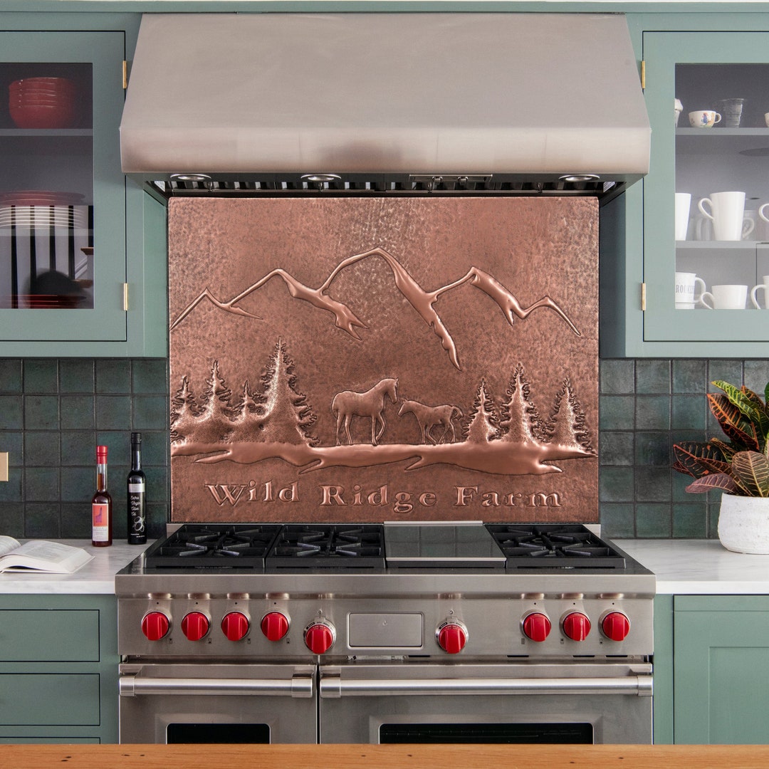 Horses Kitchen Backsplash Tile, Copper Horse Scene Art Tile, Farmhouse ...