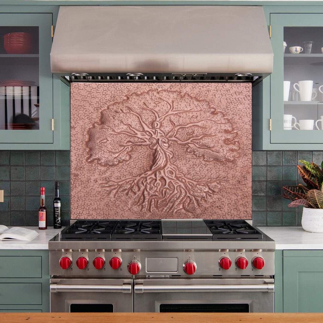 Tree of Wisdom Copper Mural for Kitchen Backsplash, Indoor & Outdoor ...