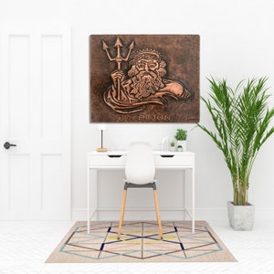 Greek God of Sea Handmade Mural Tile, Indoor Outdoor Mural Decor ...