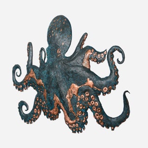 Copper Marine Octopus Sculpture - Nautical Decor - Etsy