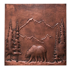 Handmade Copper Bear and Mountains Metal Wall Art - Etsy