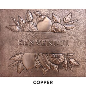 Hand Hammered Copper Backsplash Tile: Benvenuti Lemon Metal Welcome ...
