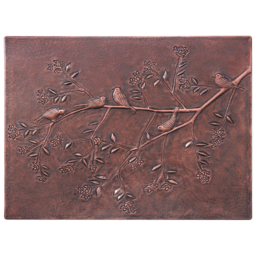 Handmade Copper Backsplash Tile: Birds on Tree Branches Wall Art - Etsy