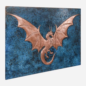 Copper Backsplash Panel (dragon With Wings, Blue Patina) - Etsy