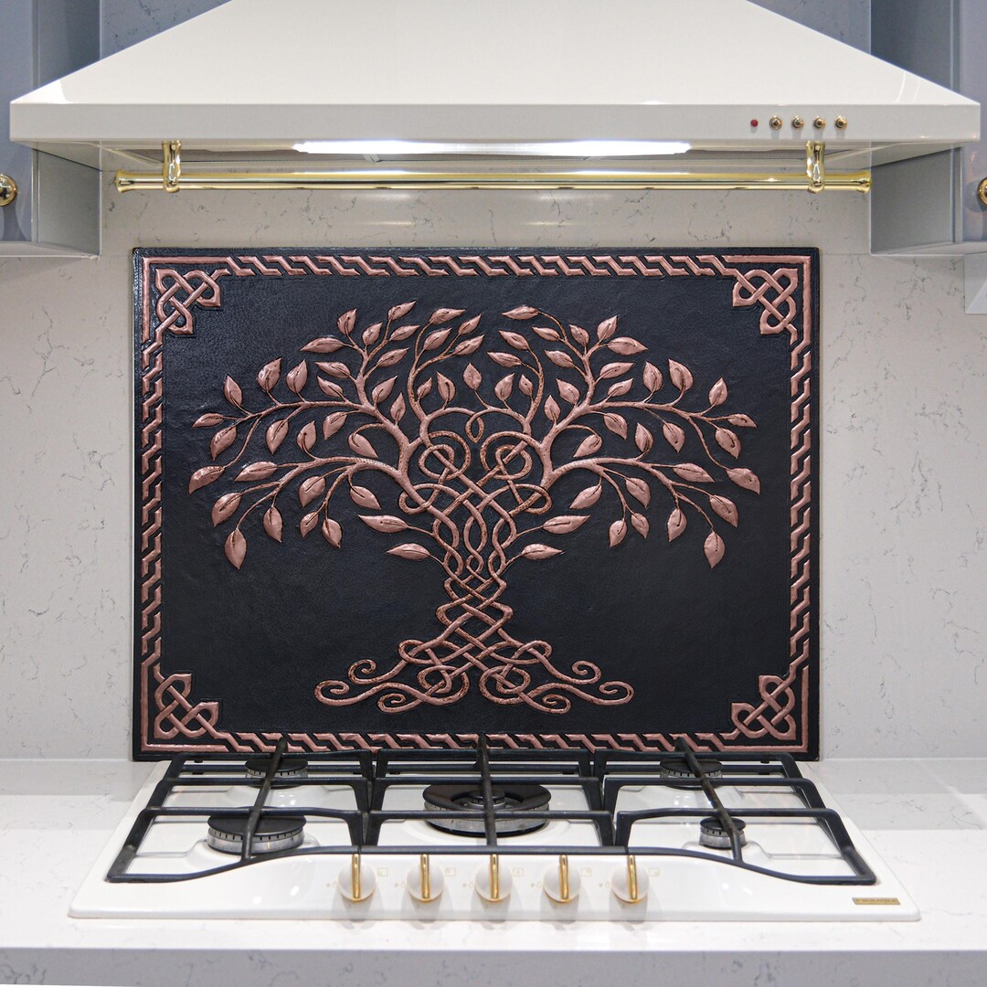 Hand-hammered Copper Tree of Life Backsplash - Celtic Knot Metal Wall ...