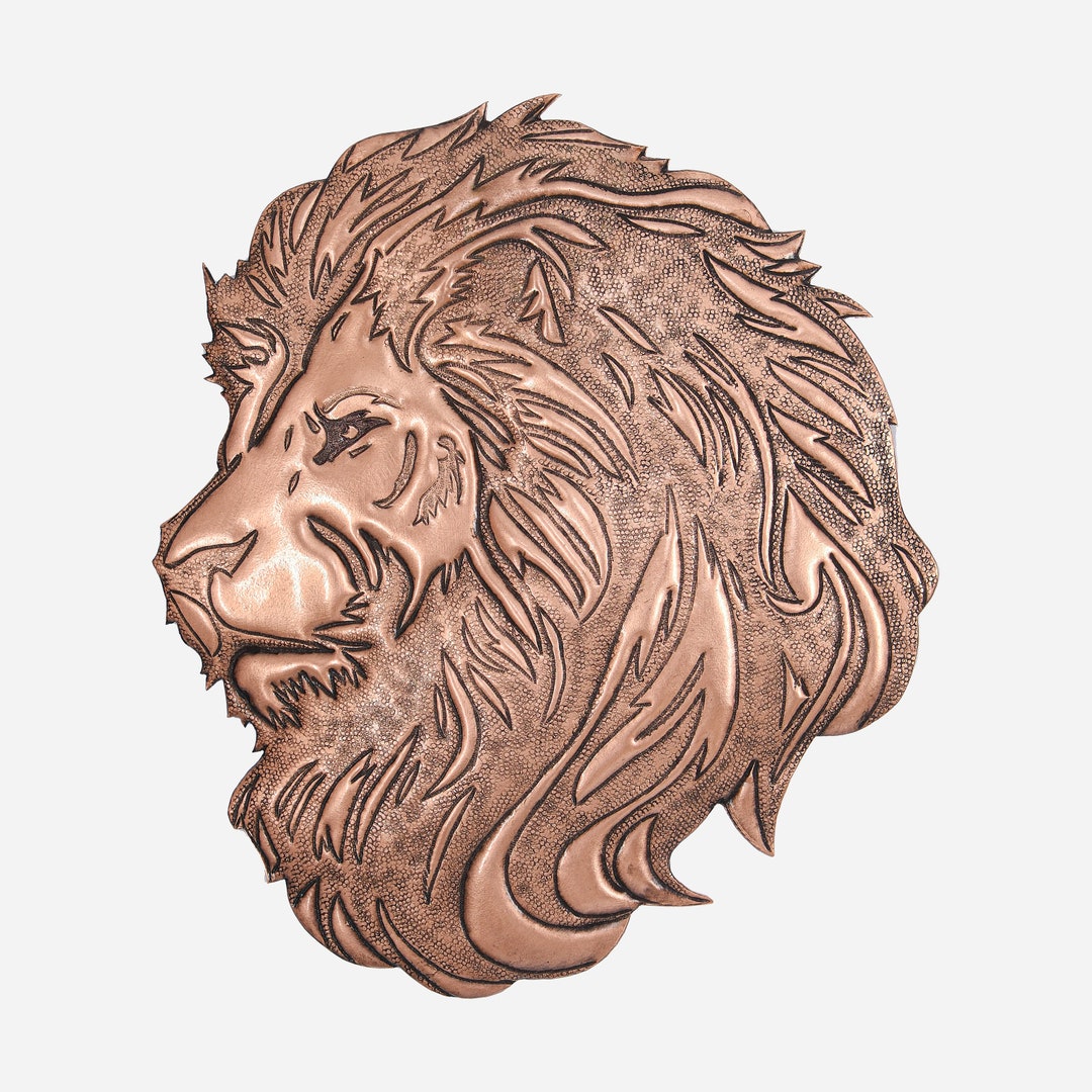 3D Metal Lion Wall Decor, Copper Lion Head for Wall Decoration, Copper ...