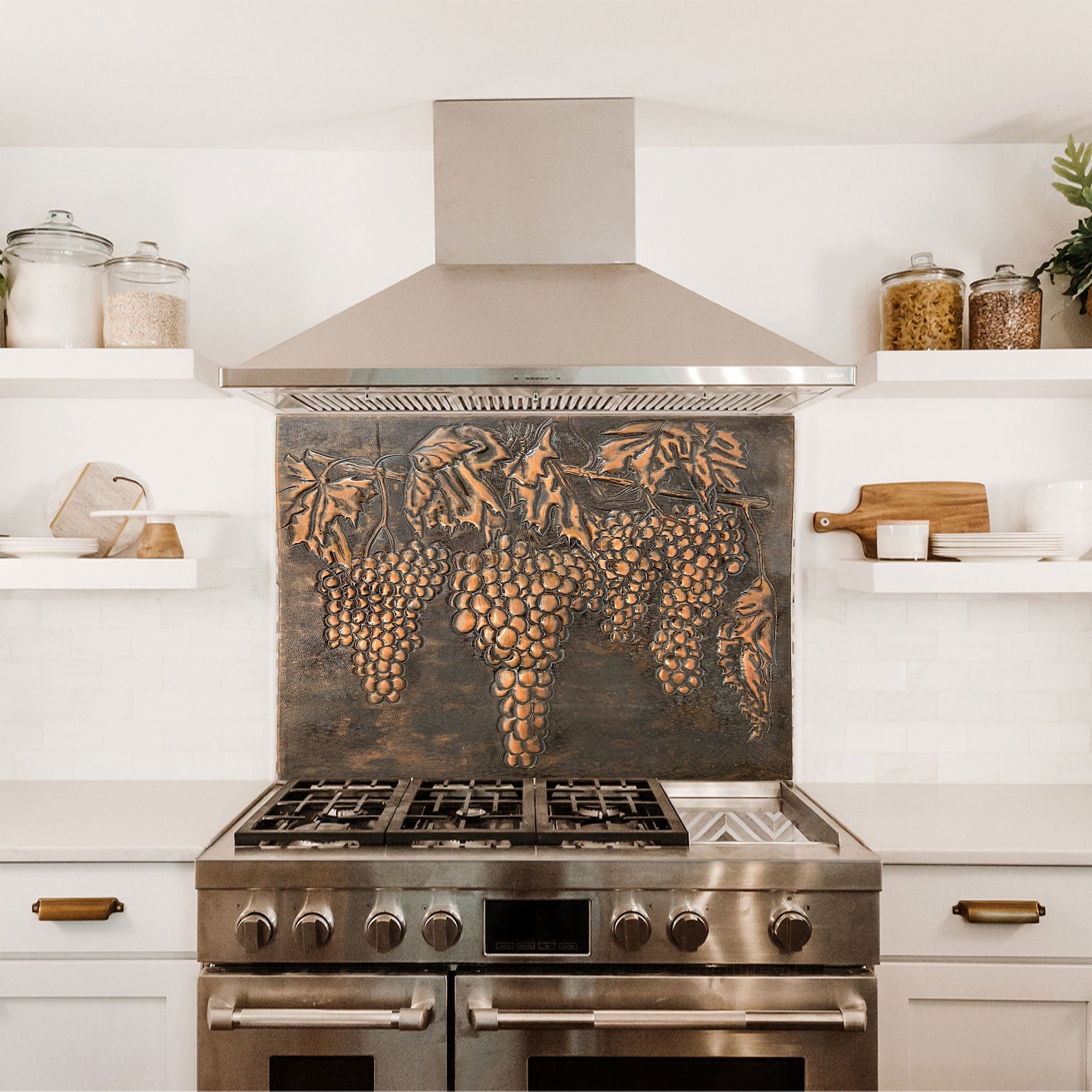 Hand-hammered Copper Grapevine Backsplash: Tuscan Kitchen Wall Art - Etsy