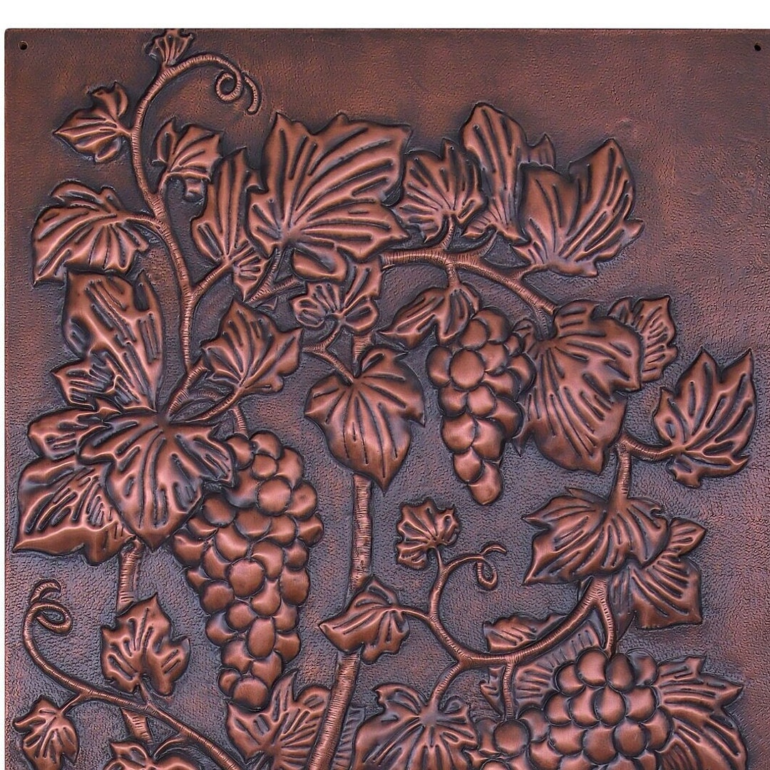 Grape Vines Copper Relief, Grapes Wall Sculpture, Tuscan Home Decor ...