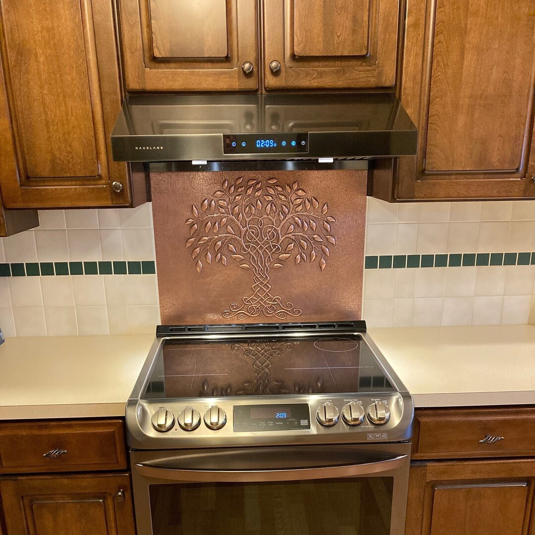 Hand-hammered Copper Celtic Tree of Life Tile: Kitchen Backsplash Decor ...