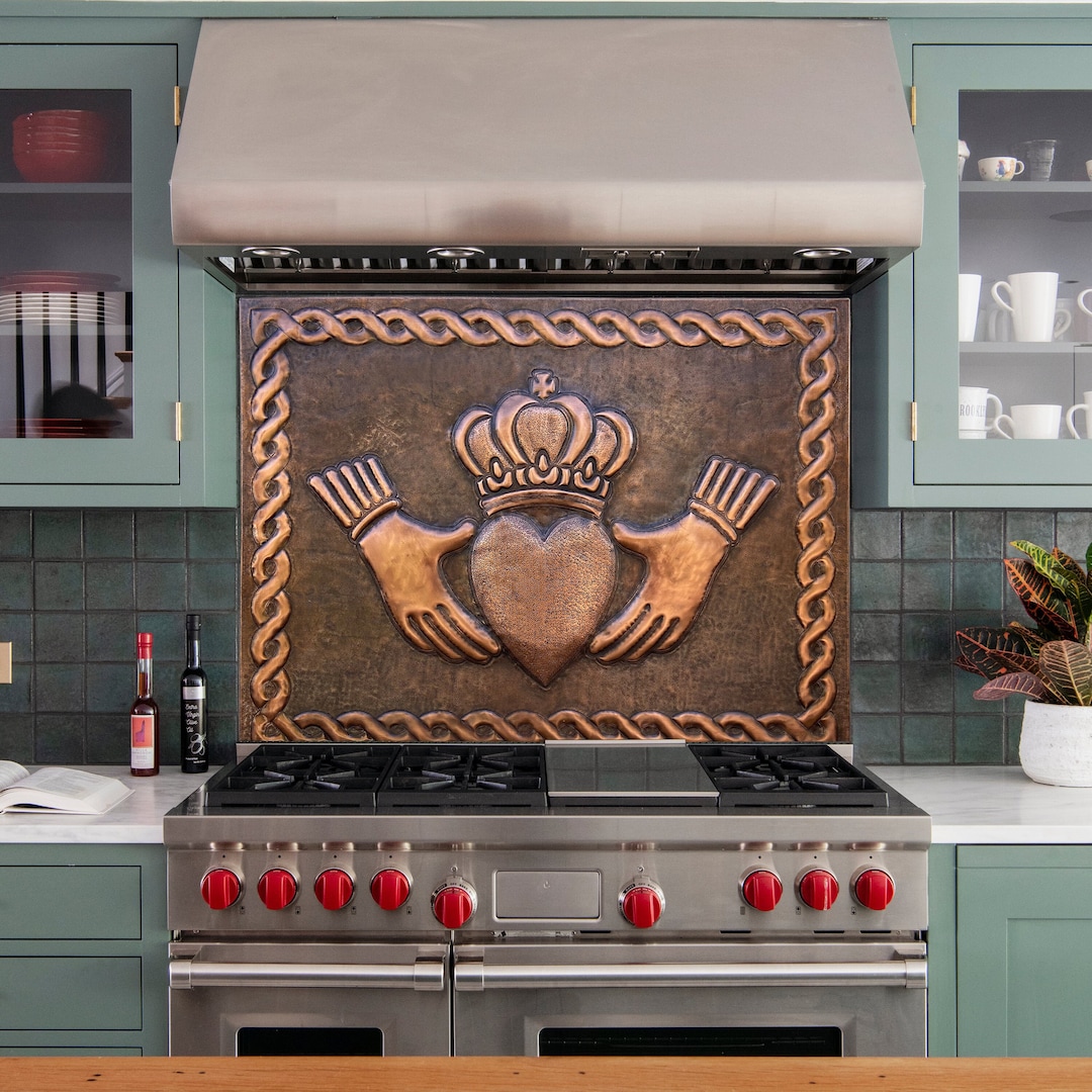Claddagh Irish Wall Art With Celtic Knots, Backsplash Copper Tile ...