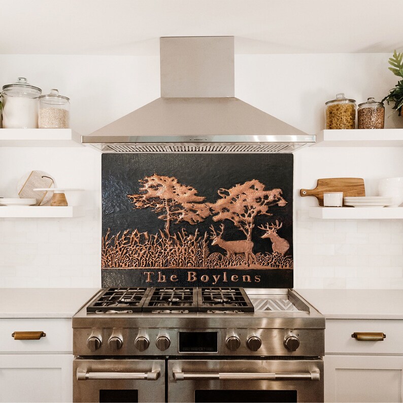 Handmade Deer and Woods With Corn Fields Copper Tile for - Etsy