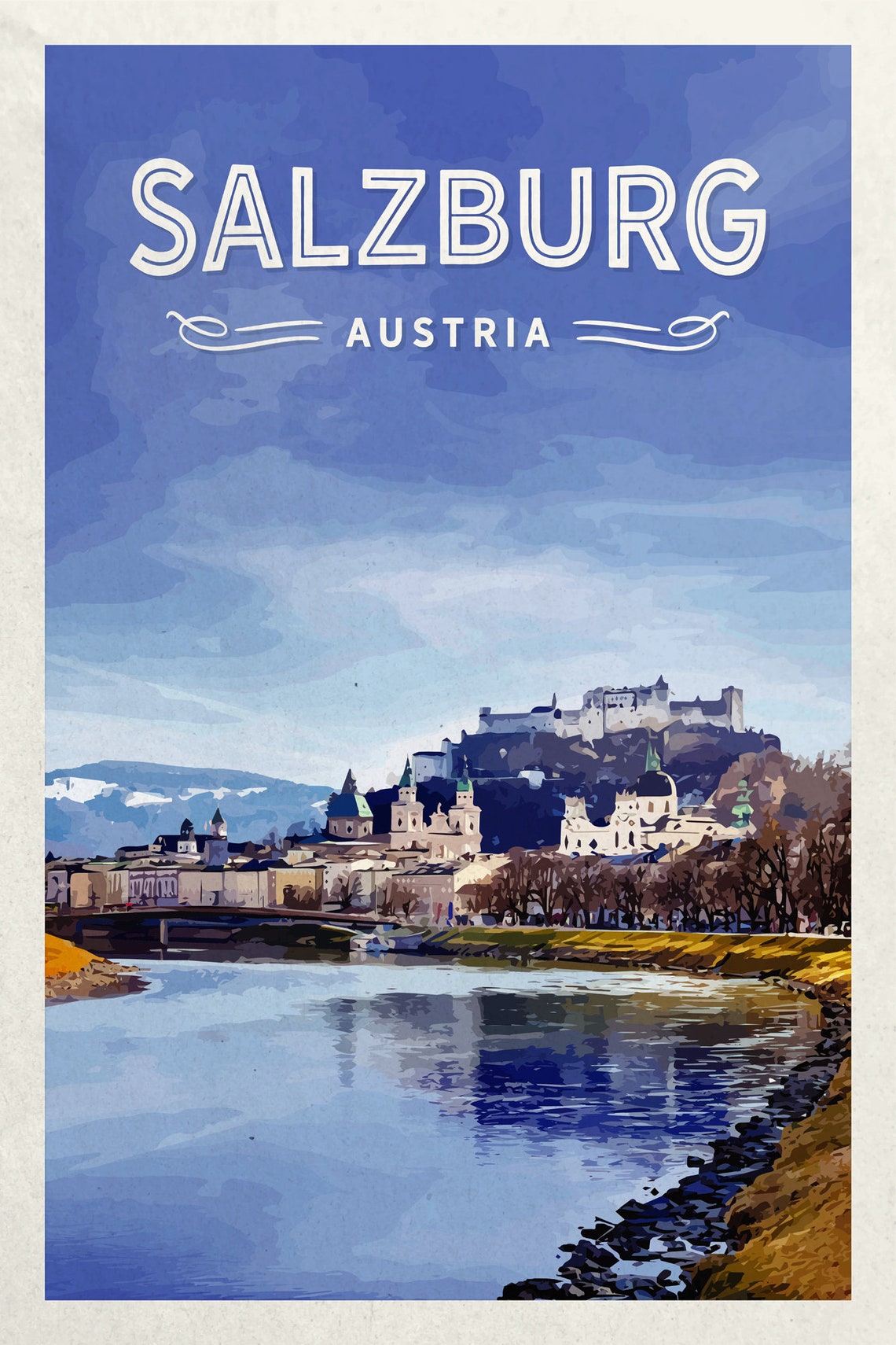 Salzburg, Austria - Retro Travel Poster - Etsy