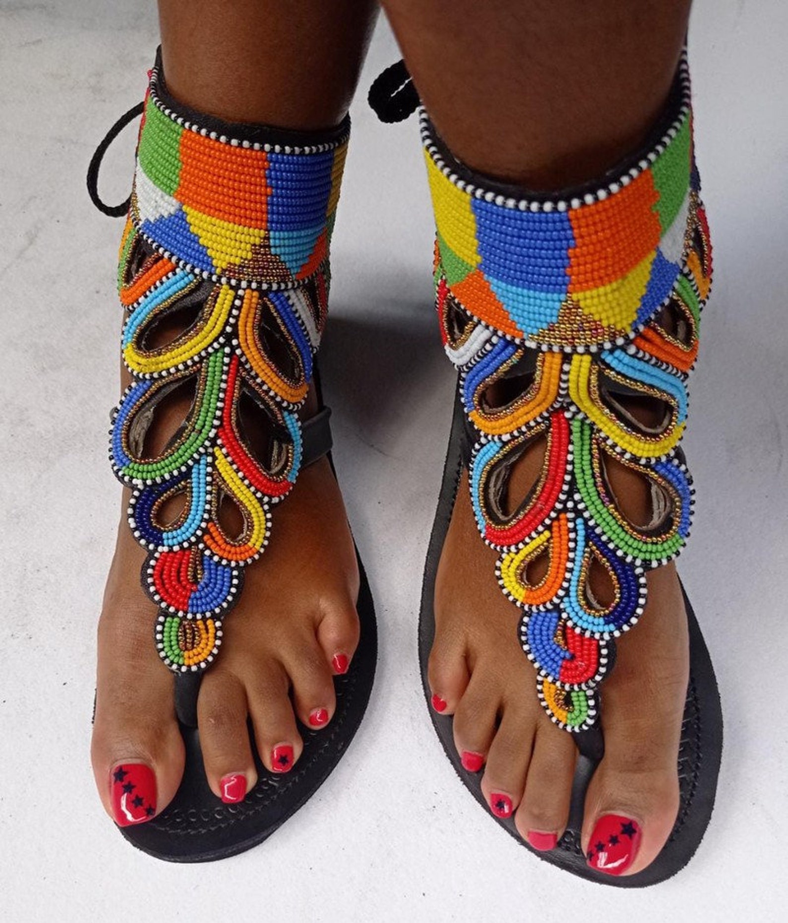 Maasai Beaded Gladiator Sandals Etsy