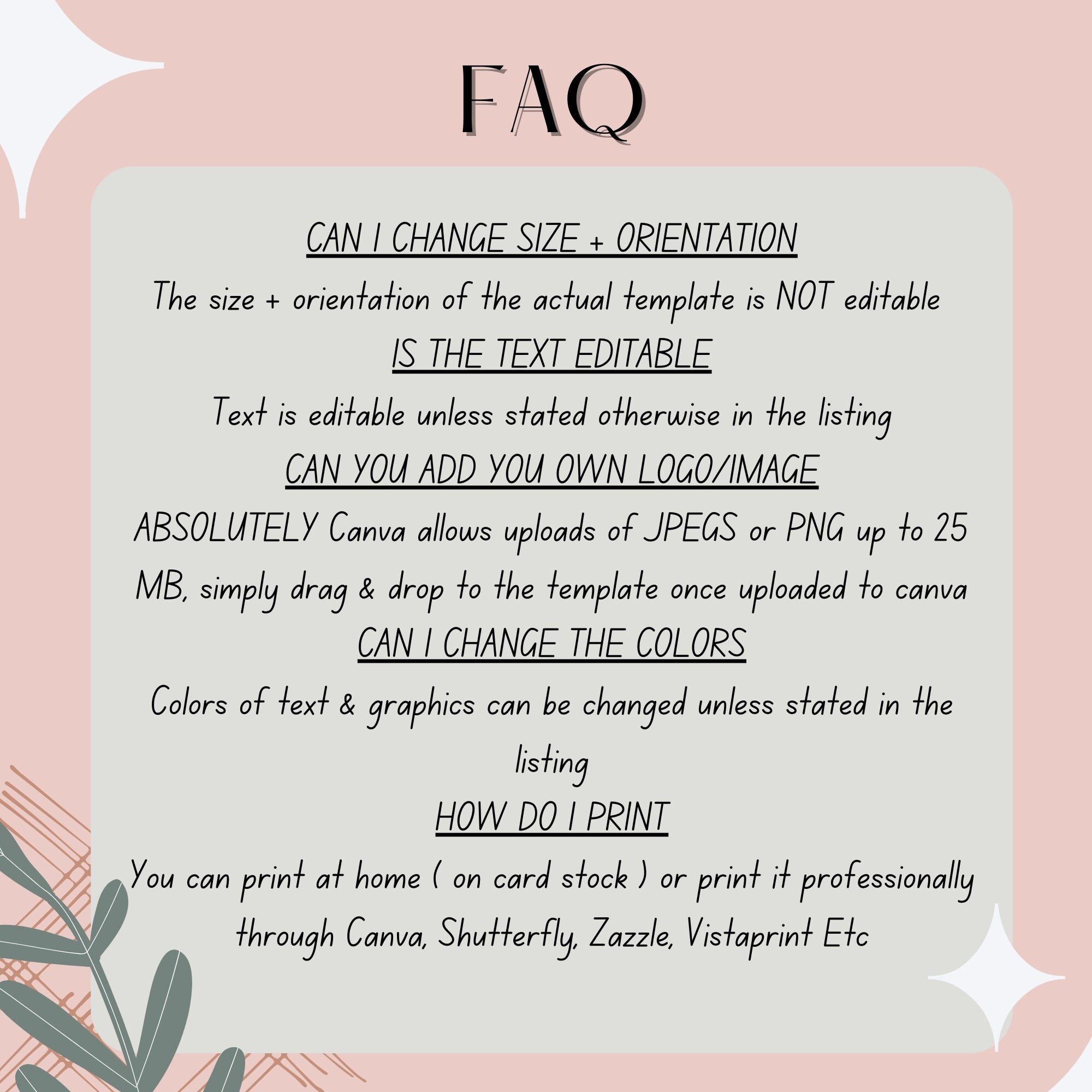 Cookie Care Card Template Canva - Editable Cookie Package Care ...