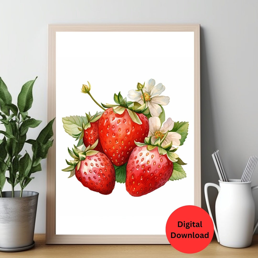 Strawberry Art Print Bundle - Strawberry Wall Art - Bakery Print ...