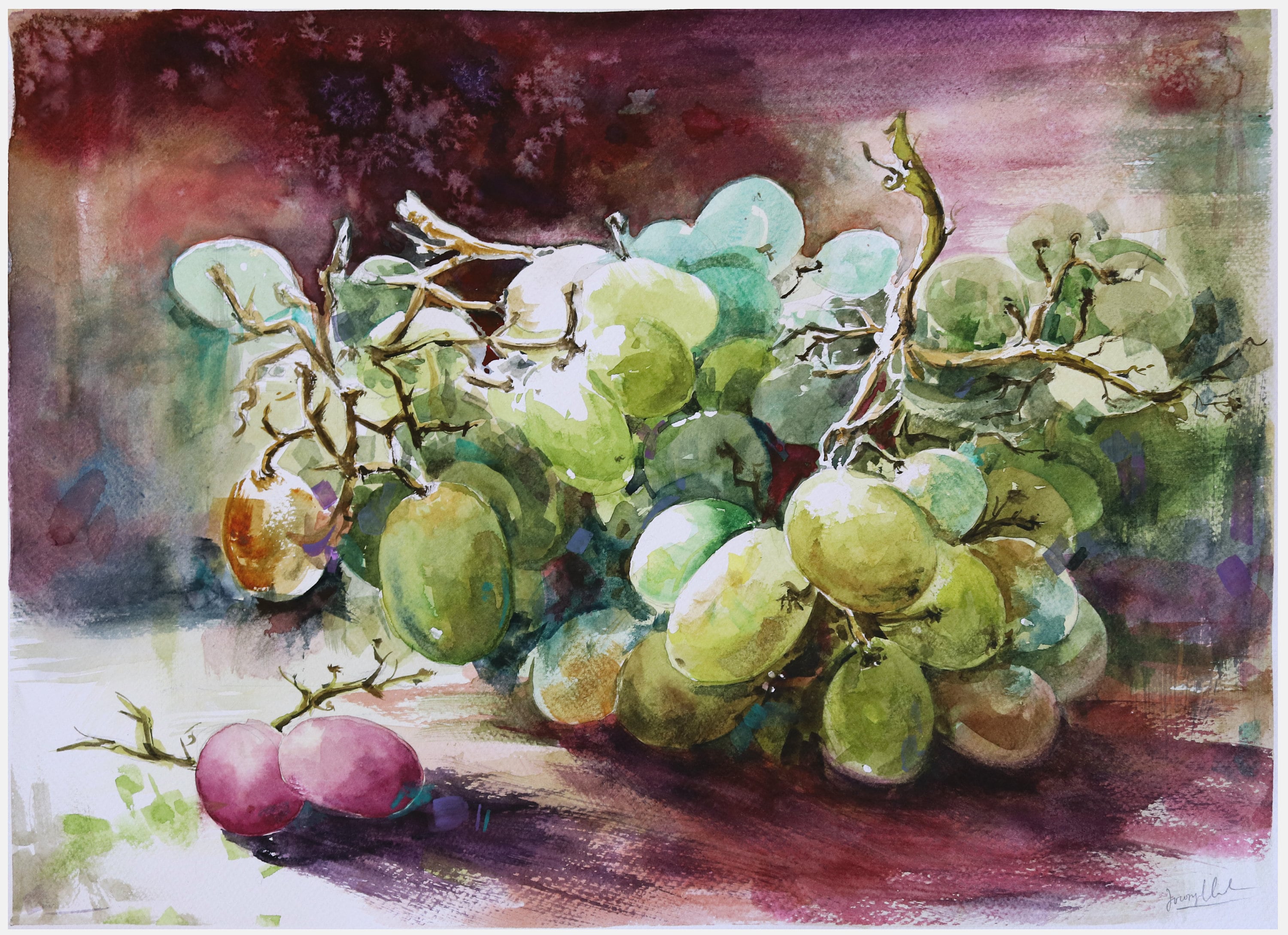 Original Aquarell TRAUBEN 115x16 in - Etsy.de