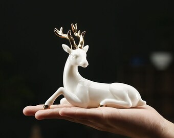 White Ceramic Deer | Etsy