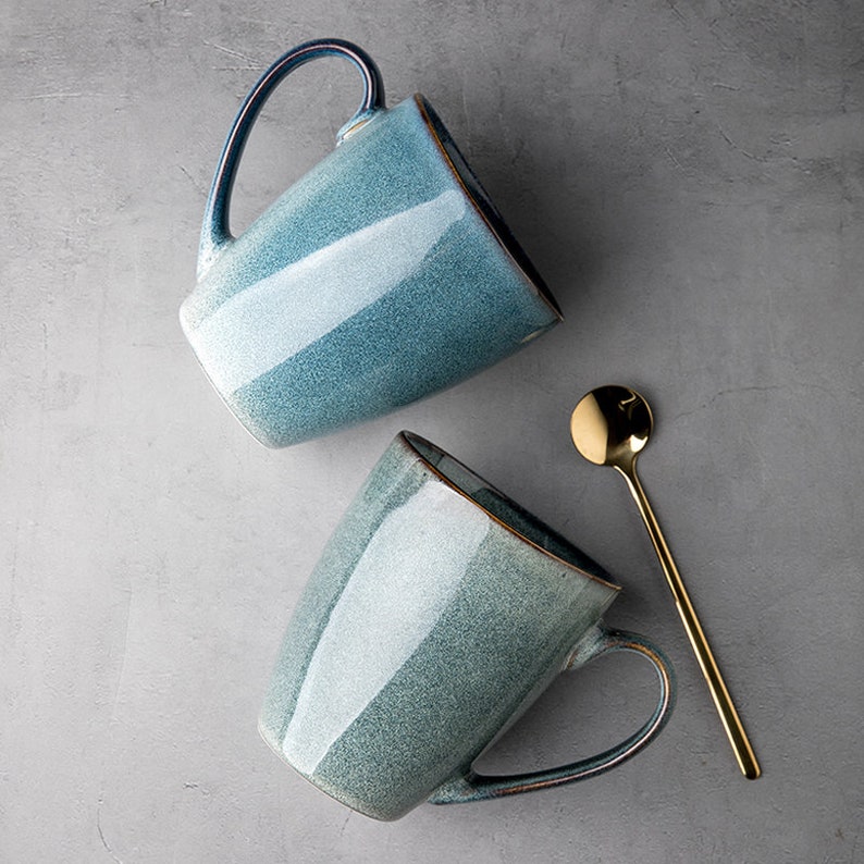 Embersceramic European Ceramic Tea Mug Blue Coffee Cup With - Etsy