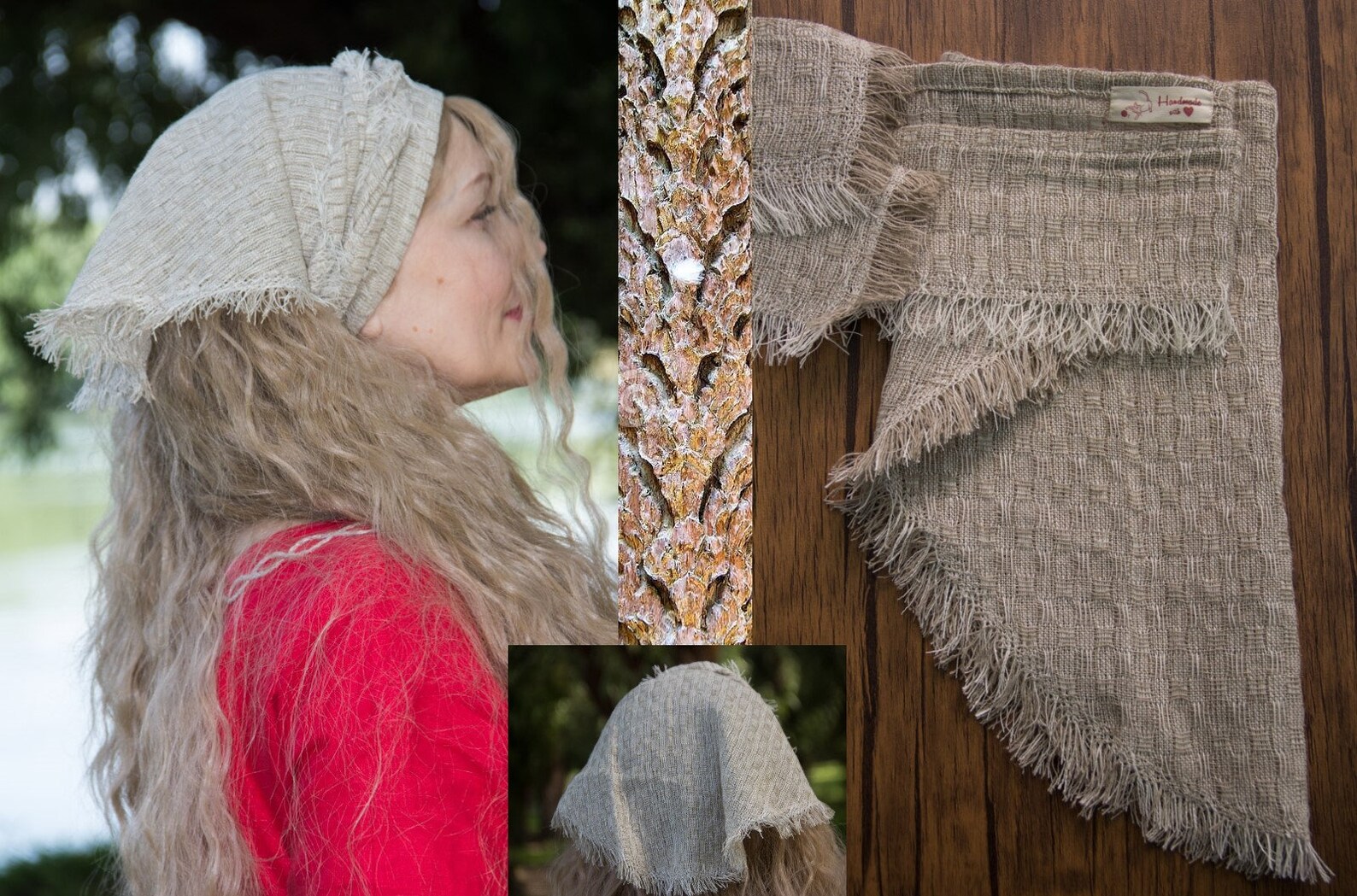 Linen Head Scarf for Viking Wife Costume Fringed Medieval Head - Etsy