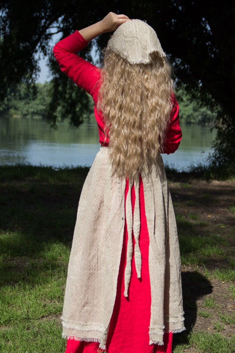 Linen Head Scarf for Viking Wife Costume Fringed Medieval Head - Etsy