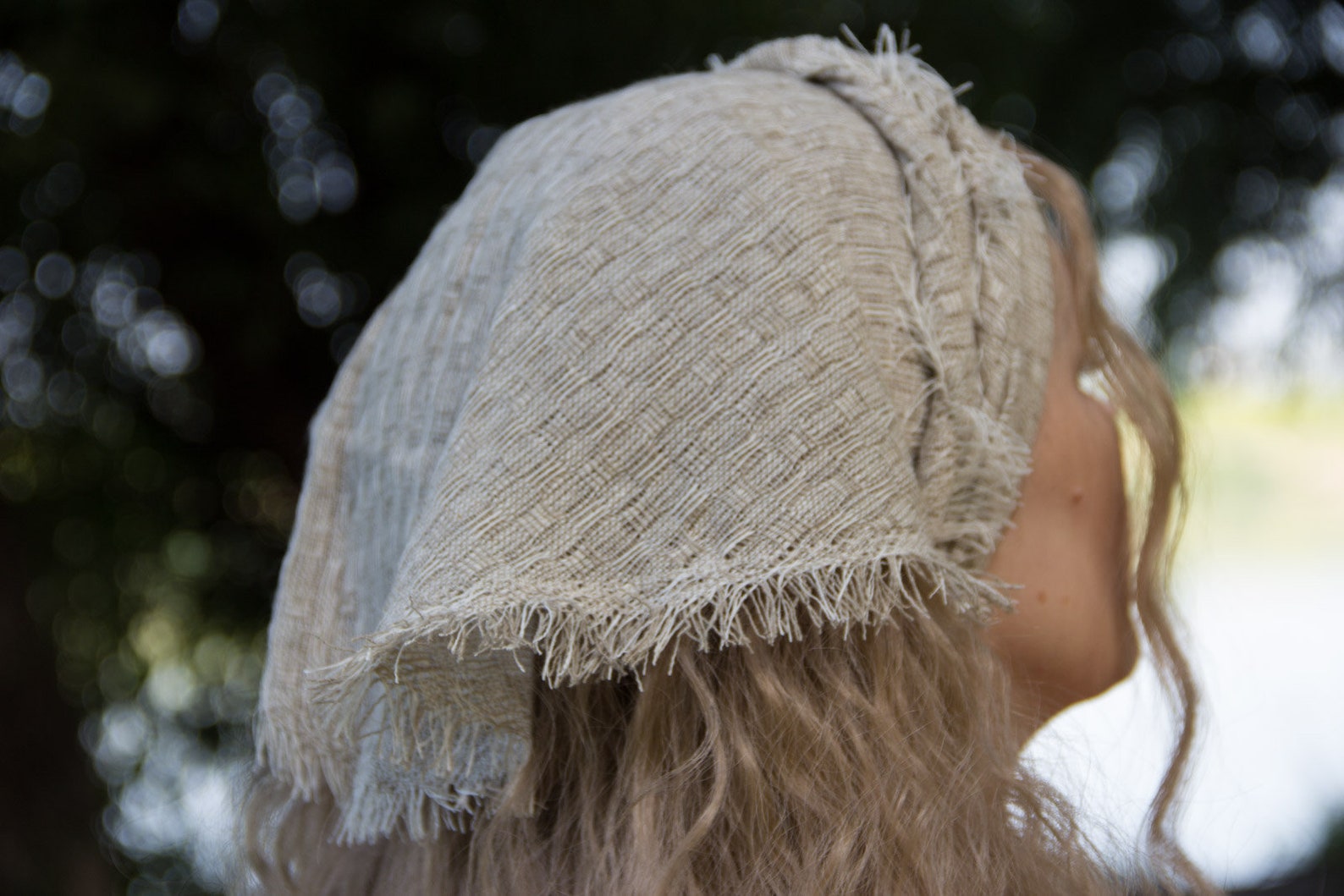 Linen Head Scarf for Viking Wife Costume Fringed Medieval Head - Etsy