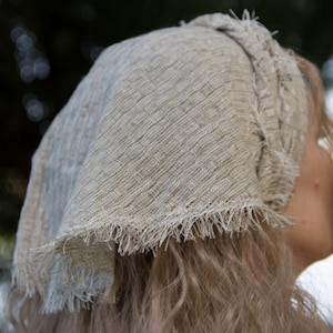Linen Head Scarf for Viking Wife Costume Fringed Medieval Head Scarf ...
