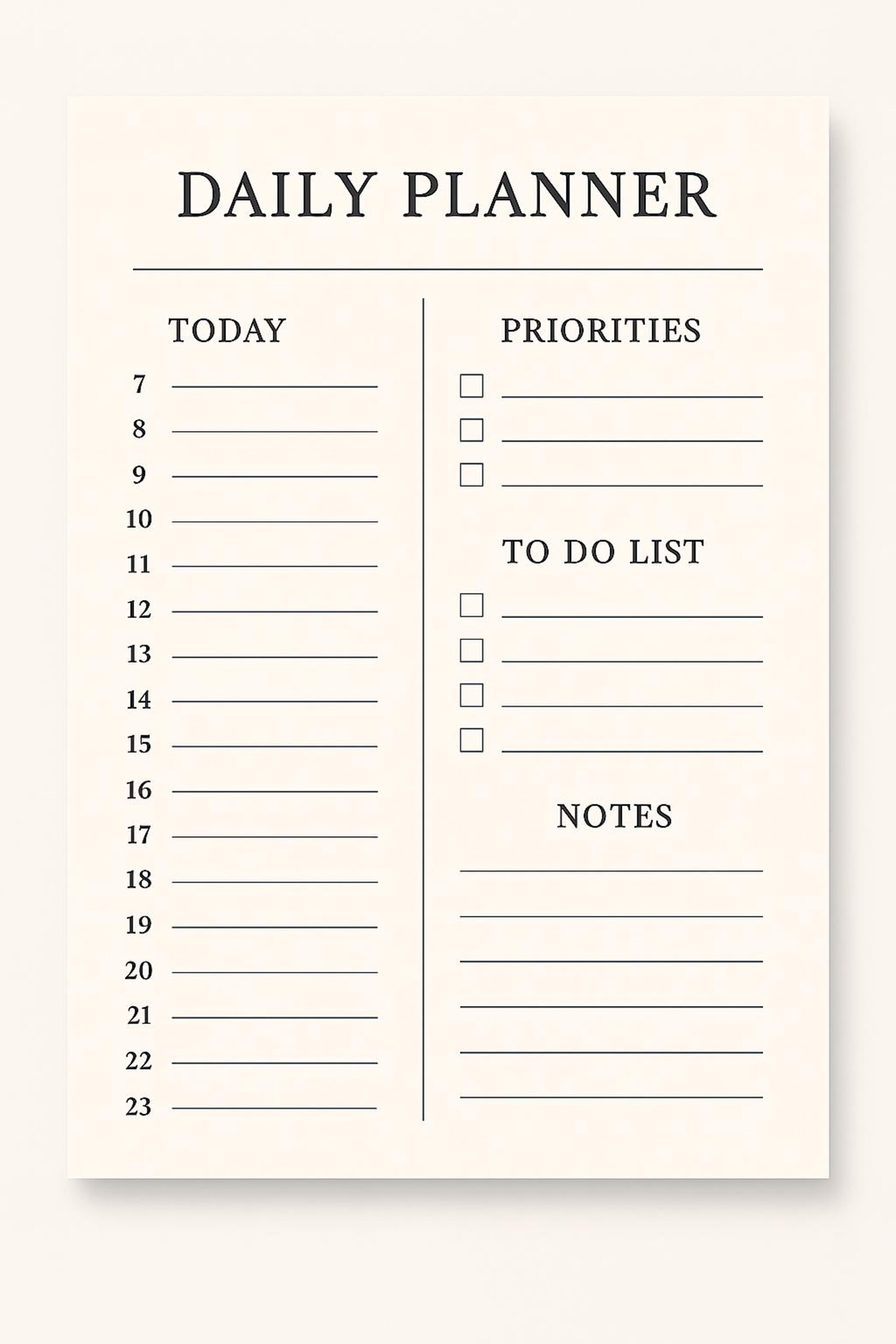 DAILY PLANNER PRINTABLE; Simple Design Planner Sheet Digital Journal ...