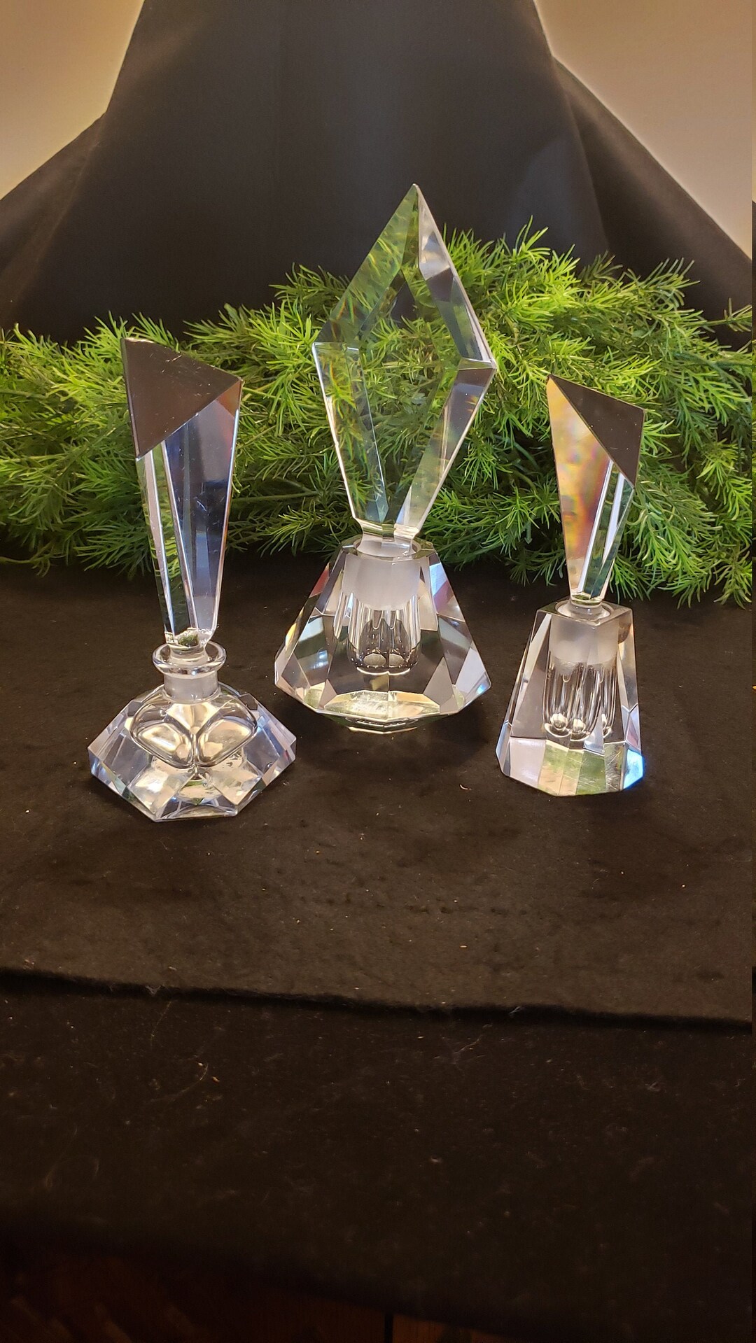 Set of Three IRICE Vintage WEST GERMANY Hand Cut Lead Crystal Perfume ...