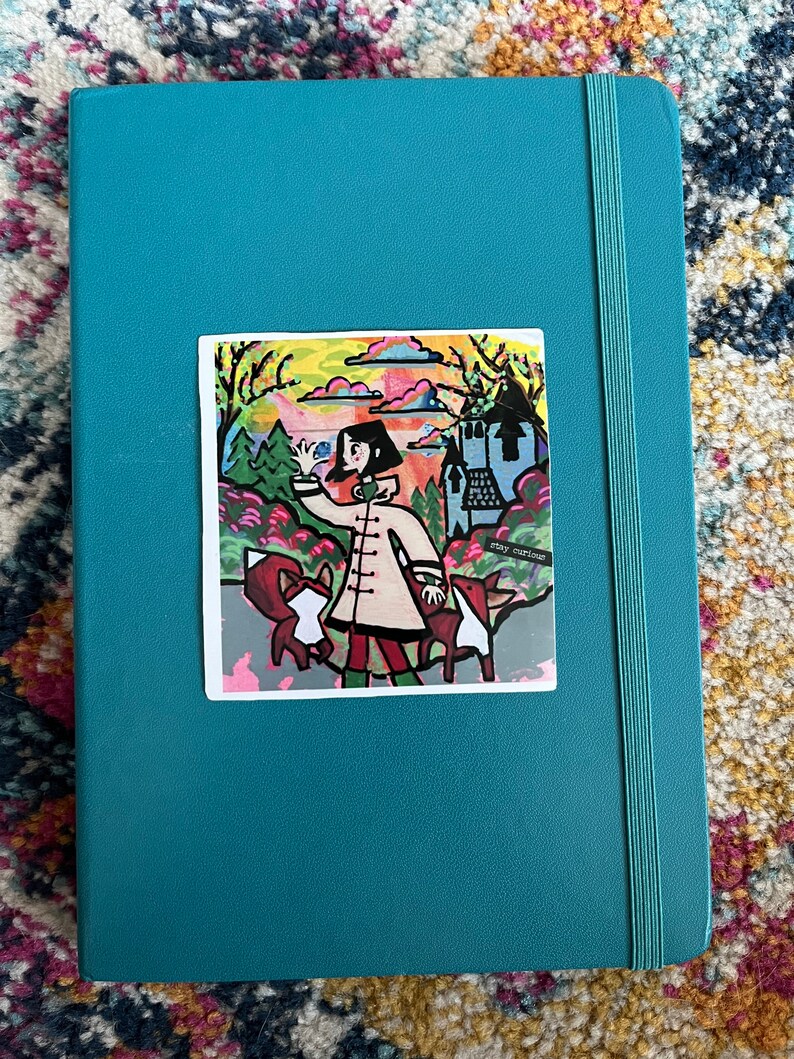 Girl With Fox Storybook Sticker- Aesthetic, Weatherproof Sticker for ...