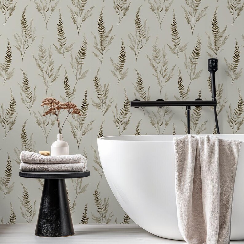 Neutral Wheat Wallpaper: Minimal Botanical Pattern for Scandinavian ...