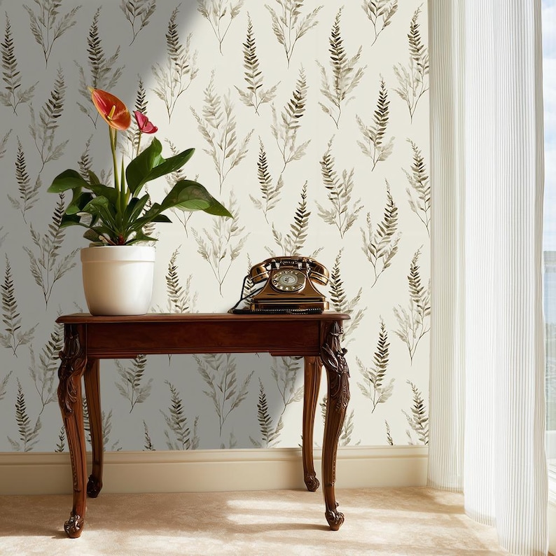 Neutral Wheat Wallpaper: Minimal Botanical Pattern for Scandinavian ...