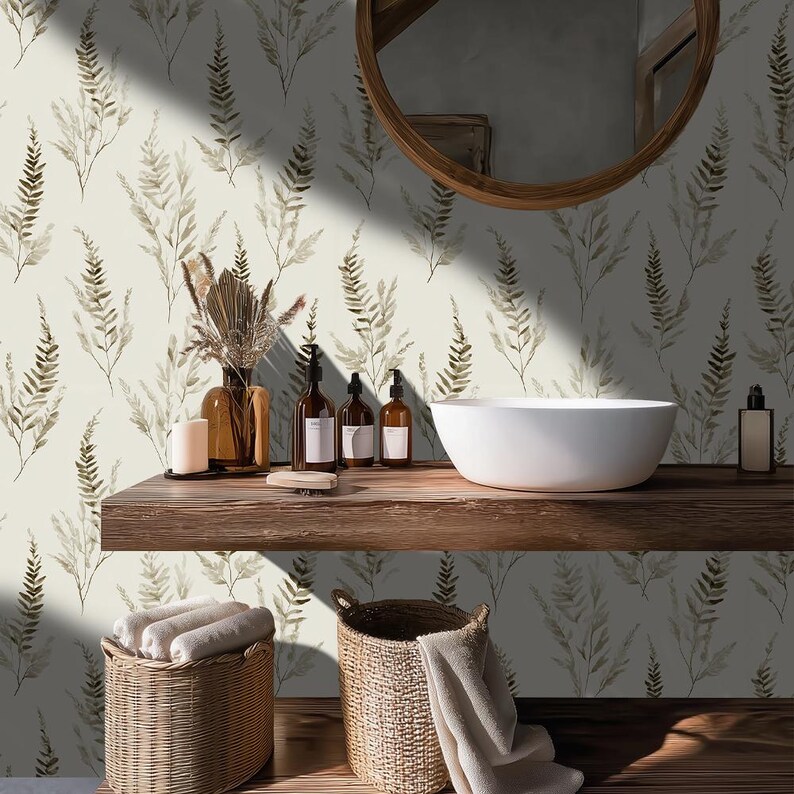 Neutral Wheat Wallpaper: Minimal Botanical Pattern for Scandinavian ...