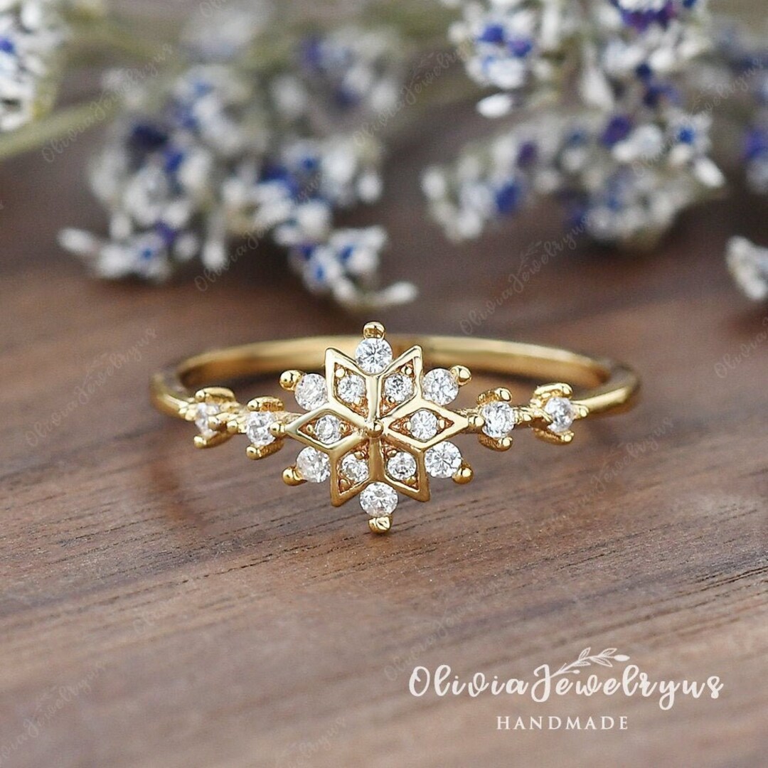 Snowflake Ring Flower Cluster Ring Nature Inspired Moissanite - Etsy